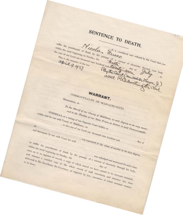 Sacco & Vanzetti: Appeals & death sentence | Mass.gov