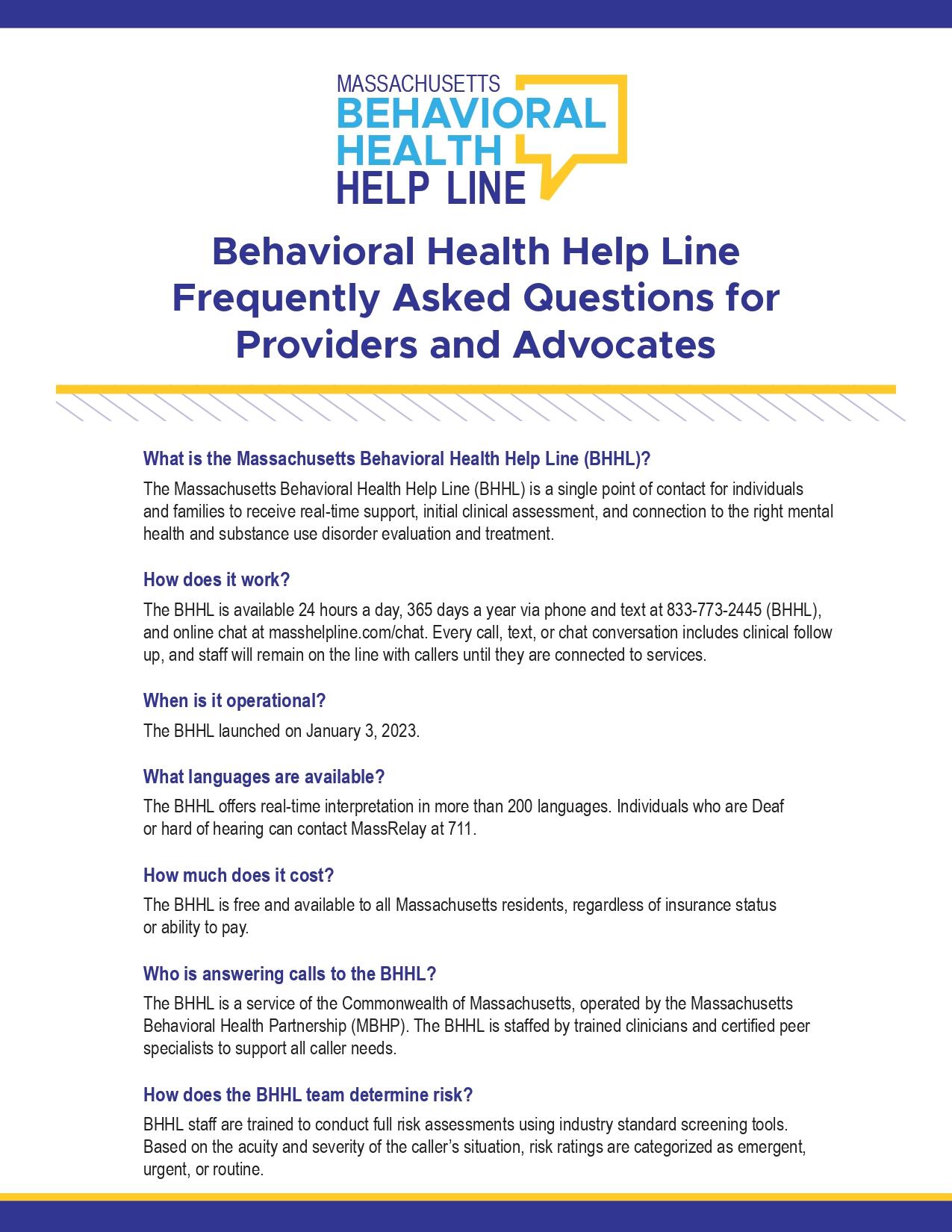 Fact Sheets: Behavioral Health Roadmap | Mass.gov