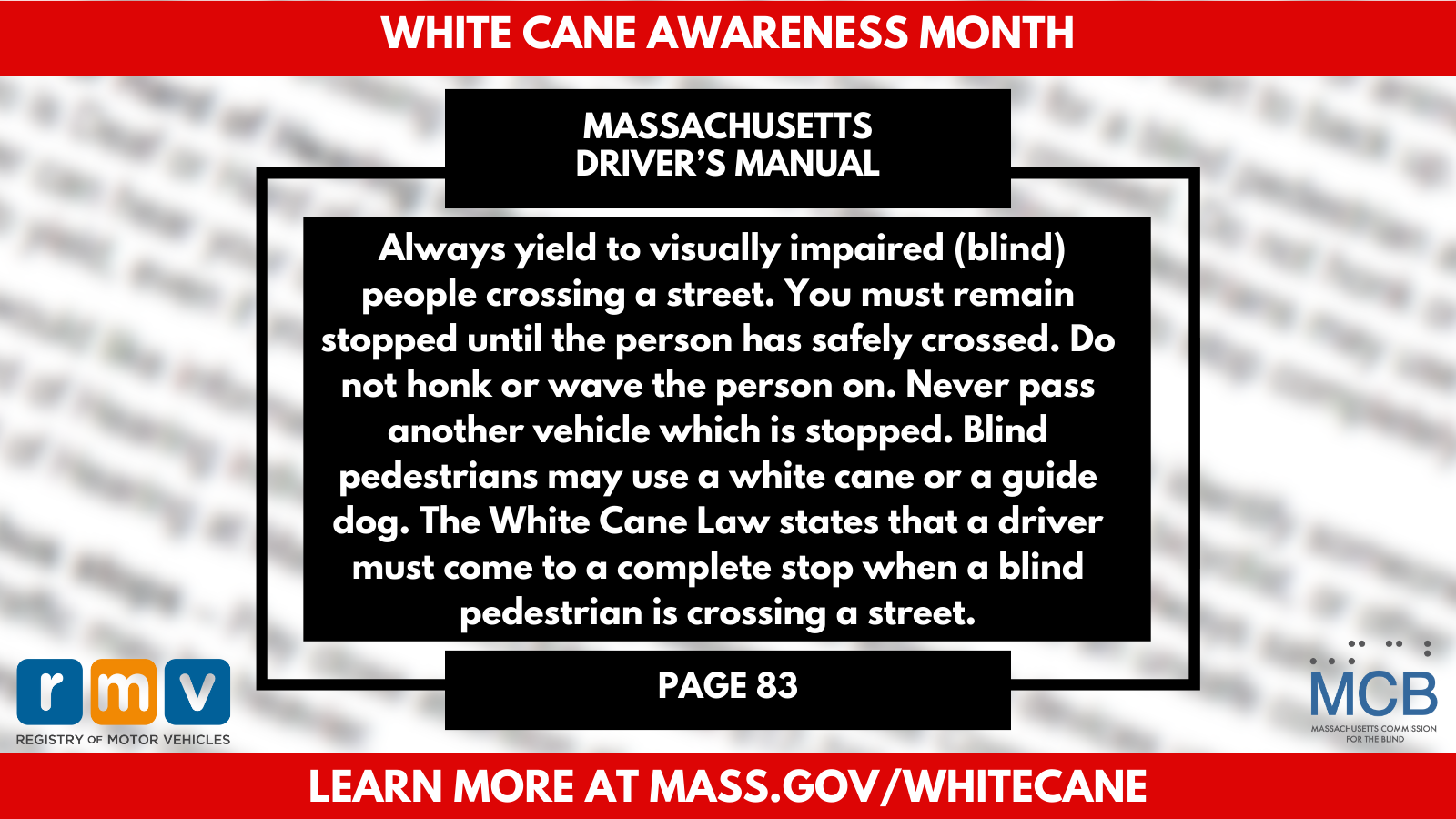 White Cane Awareness Month Promotional Toolkit | Mass.gov