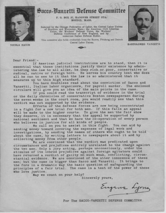 Sacco & Vanzetti: The trial | Mass.gov