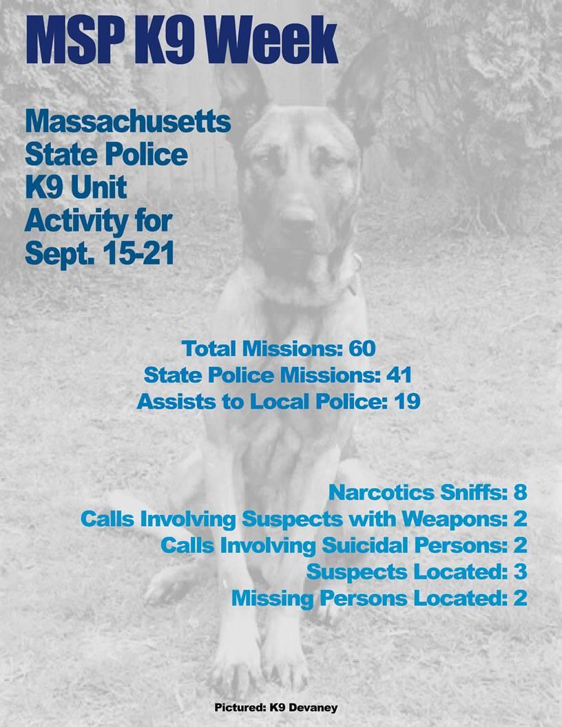 MSP K9 Week - September 15-21, 2020 | Mass.gov