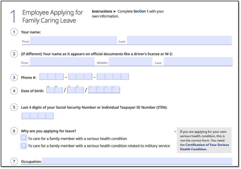 Filling out the Certification of Your Family Member's Serious Health ...