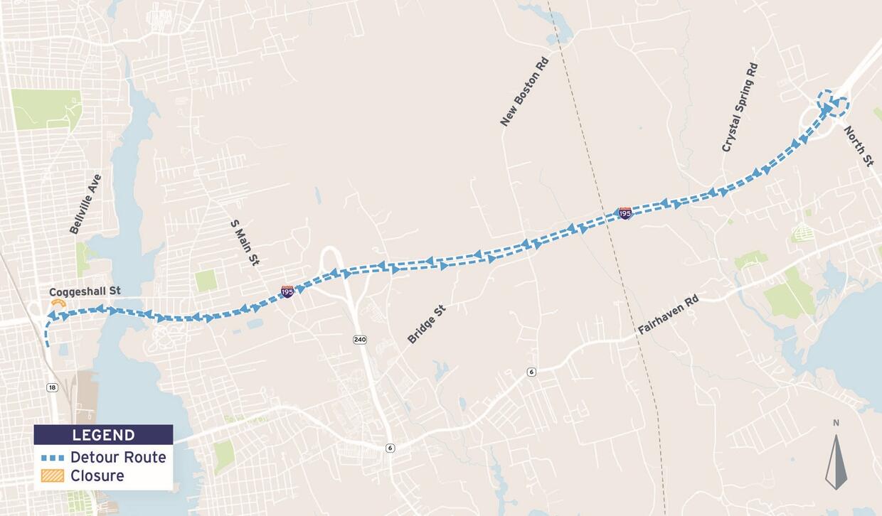 Traffic detours - Route I-195 to Route 18 interchange rehabilitation in ...