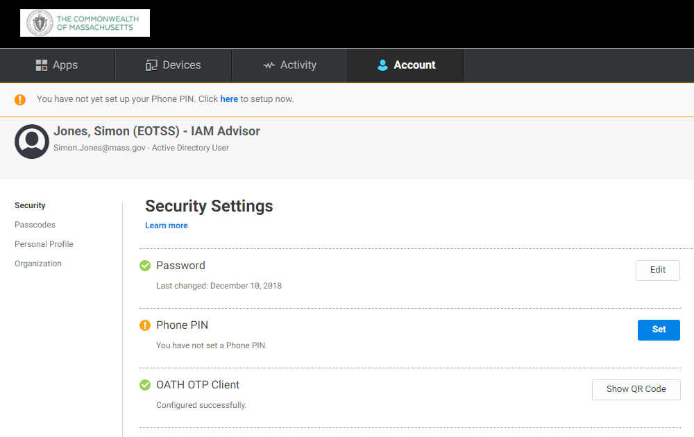 Phone Call/PIN Authenticator | Mass.gov