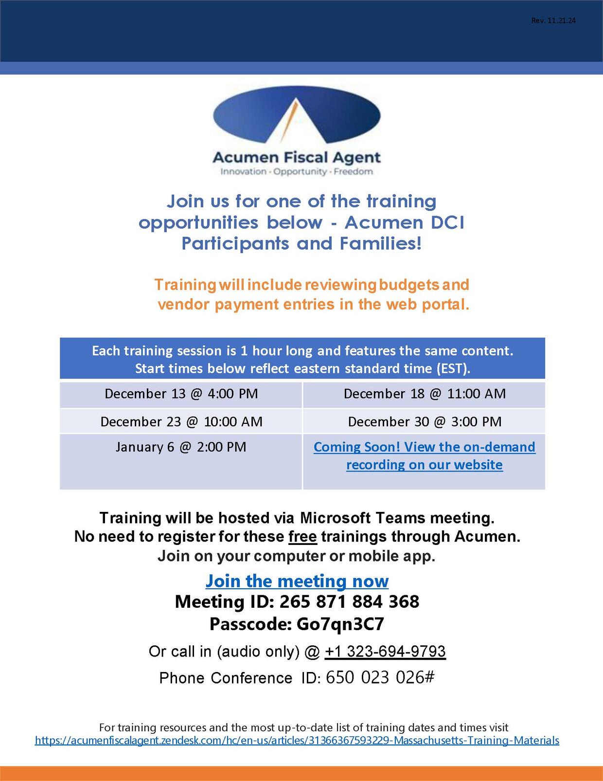 Financial Management Services Transition for Participant Directed ...